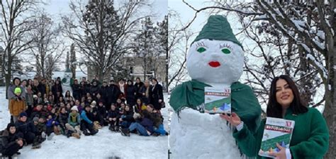 ბებნისის საჯარო სკოლის მოსწავლეებმა თოვლის მოსვლით გამოწვეული სიხარული დირექტორთან და