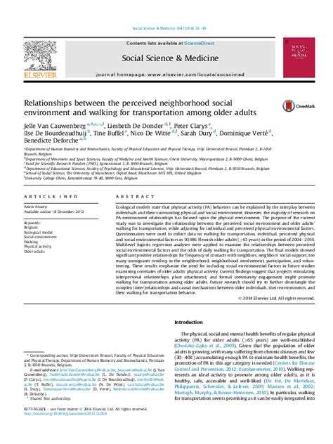 Pdf Relationships Between The Perceived Neighborhood Social Environment And Walking For