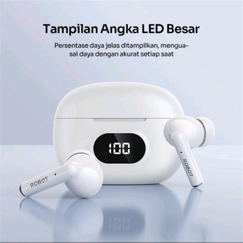 Jual Robot Airbuds T70 Tws Bluetooth Earbuds Wireless Led Earphone Headset Original Garansi