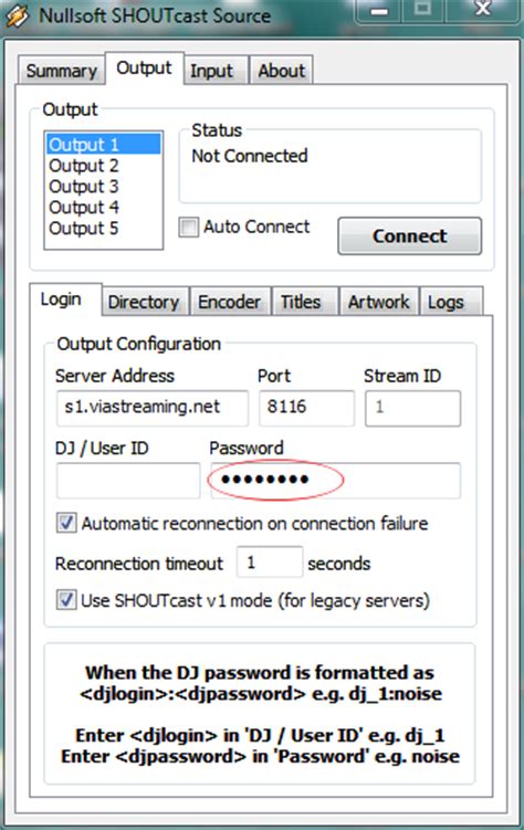 via streaming shoutcast dsp plugin