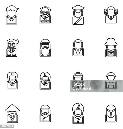 아바타 또는 프로필 사진 아이콘 설정 3 선 벡터 일러스트 레이 션 세트 가라테에 대한 스톡 벡터 아트 및 기타 이미지 가라테 개념 검은색 Istock