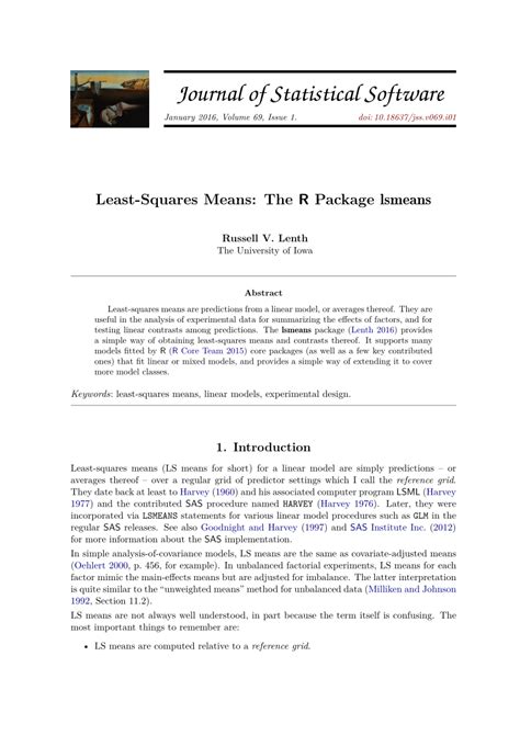 Pdf Least Squares Means The R Package Lsmeans