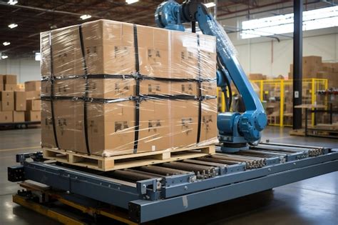 Premium Ai Image Advanced Palletizing Robot Securing Cargo Ai