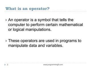 Operators In C Programming PPT