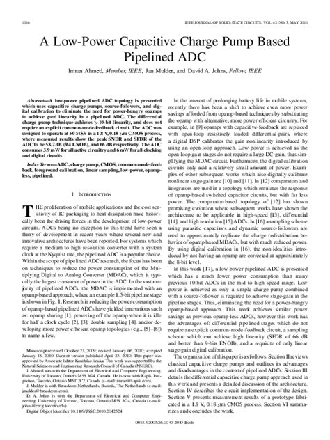 pdf a low power capacitive charge pump based pipelined adc