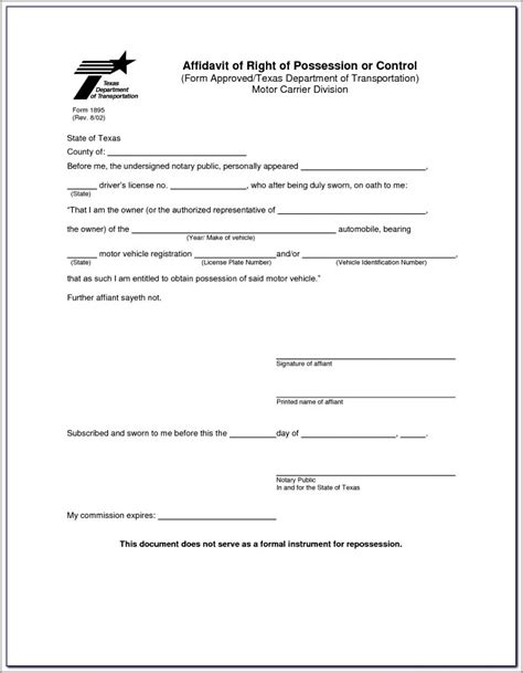 Affidavit Form For Oci AffidavitForm Net