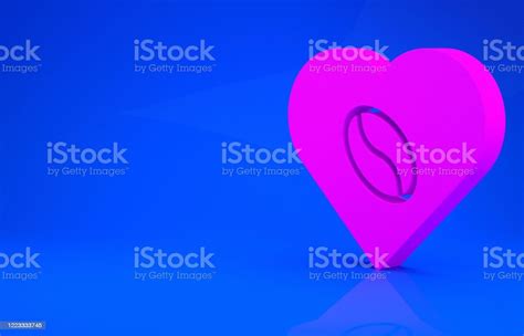 파란색 배경에 고립 된 핑크 커피 애호가 아이콘입니다 저는 커피를 좋아합니다 미니멀리즘 개념 3d 일러스트레이션 3d 렌더링 3차원 형태에 대한 스톡 사진 및 기타 이미지