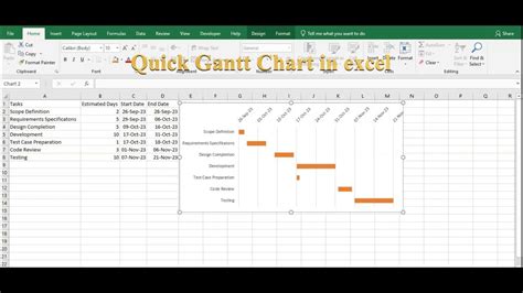 Quick Gantt Chart In Excel Youtube