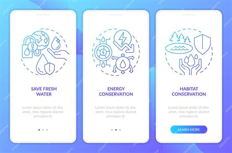 Premium Vector Water Conservation Aims Blue Gradient Onboarding Mobile App Screen