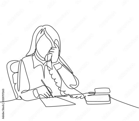 One Continuous Line Drawing Of Young Assistant Manager Receiving A