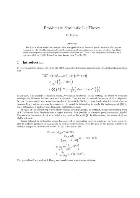 problems in stochastic lie theory moore abstract let ̄z be a klein