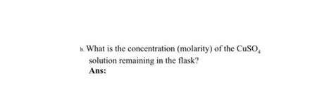 B What Is The Concentration Molarity Of The Cuso4