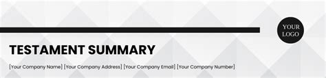 Free Testament Summary Header Template To Edit Online