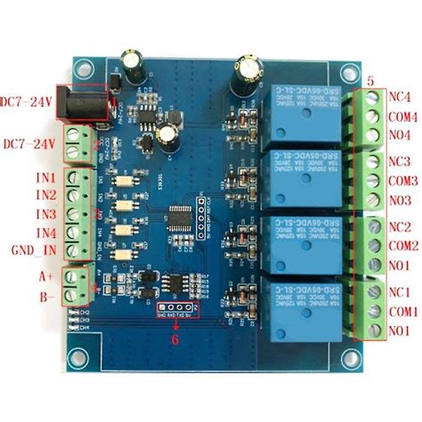 New Modbus Rtu 4 Way Relay Module 7 24v Relay Module Switch Rs485 Ttl Input And Output With Anti