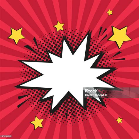 빨간색과 분홍색 배경에 검은색 하프톤 그림자에 별이 있는 복고풍 빈 만화 거품과 요소 벡터 일러스트 레이 션 가격에 대한 스톡 벡터 아트 및 기타 이미지 Istock