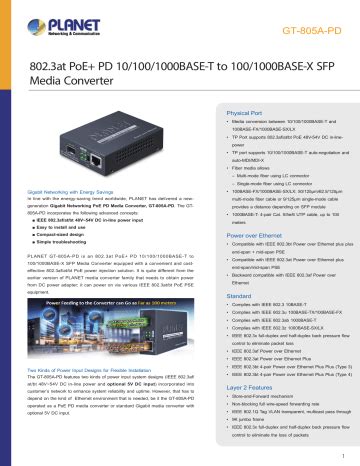 PLANET GT-805A-PD Datasheet | Manualzz