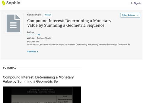 Sophia Compound Interest Determining A Monetary Value Instructional