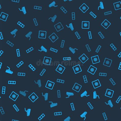 Set Security Camera Safe Spam And Password Protection On Seamless Pattern Vector Stock Vector