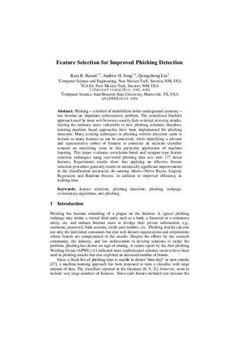 pdf feature selection for improved phishing detection