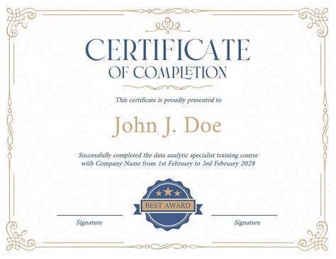 Data Analytic Online Course Certificate 49508865 Template