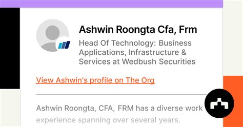 Ashwin Roongta Cfa Frm Head Of Technology Business Applications