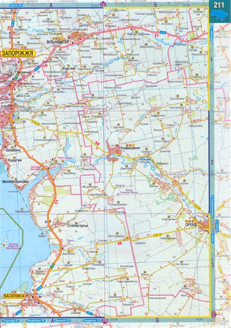 Карта Запорожской области Атлас автомобильных дорог Украины масштаба 1см 2 5км Запорожская
