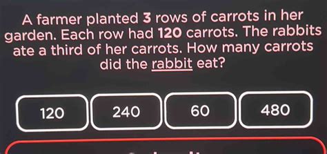 solved a farmer planted 3 rows of carrots in her garden each row had