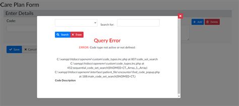 Bug Care Plan Form Code Query Error · Issue 3824 · Openemropenemr