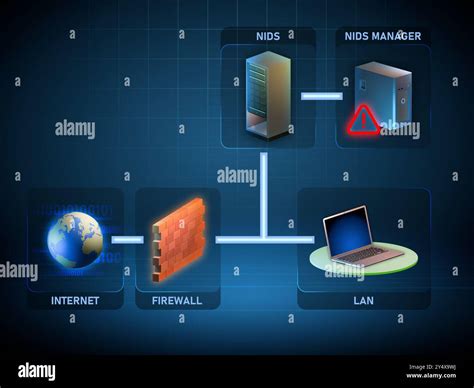Network Intrusion Detection System Diagram Digital Illustration 3d