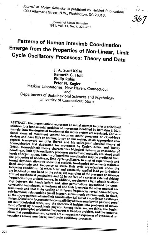 Pdf Patterns Of Human Interlimb Coordination Emerge From The
