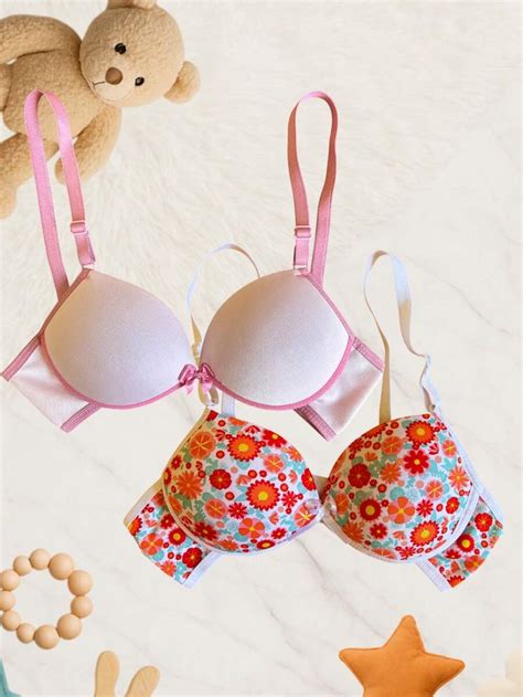 Kit 2 Sutiã Menina Moça Infantil Juvenil 8 A 14 Anos Estampado Com Bojo