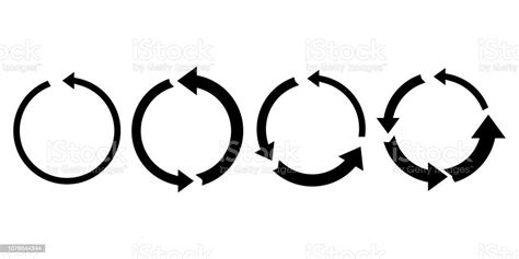 Circular Arrows Arrow Pictogram Refresh Reload Rotation Loop Sign Set Simple Web Icon On White