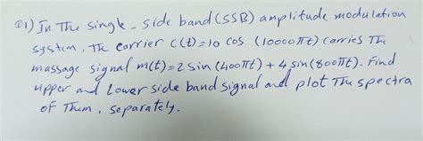 2 In The Single Side Band Ssb Amplitude Modulation
