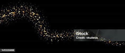 황금 색종이 웨이브 벽지입니다 금은 검은 배경에 반짝이고 반짝이는 입자입니다 크리스마스 생일 휴일 파티 배너 포스터를 위한