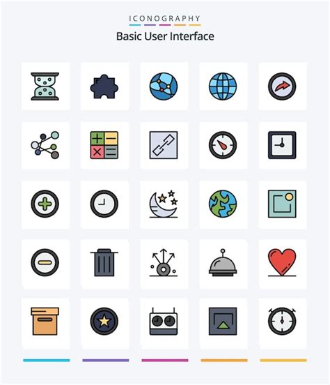 Free Vector Creative Basic 25 Line Filled Icon Pack Such As Chain