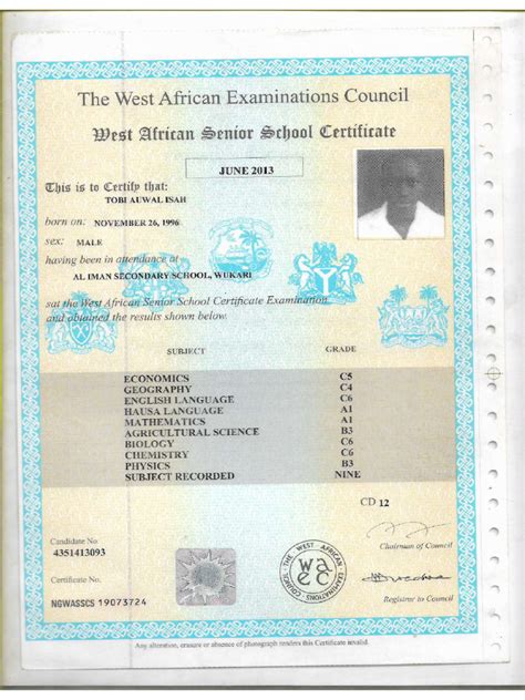 Waec Certificate Pdf