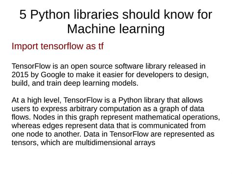 Five Python Libraries Should Know For Machine Learning ODP Programming Languages Computing