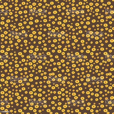 작은 꽃의 형태로 귀여운 꽃 패턴입니다 게임의 각인 동기는 무작위로 흩어져 있습니다 매끄러운 벡터 텍스처 작은 노란색 꽃으로 인쇄하십시오 0명에 대한 스톡 벡터 아트 및