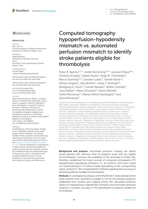 Pdf Computed Tomography Hypoperfusion Hypodensity Mismatch Vs Pdf Computed Tomography Hypoperfusion Hypodensity Mismatch Vs