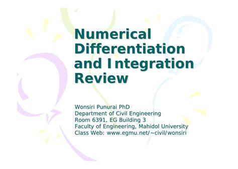 Numerical Differentiation And Integration Review