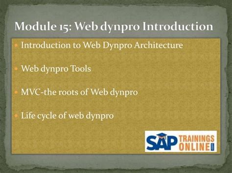 Sap Ep Java Webdynpro Training Course Sap Training Online Ppt