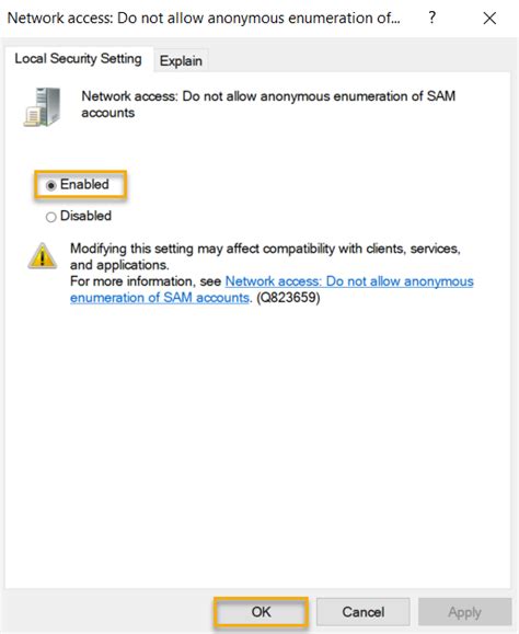 Ensure Network Access Do Not Allow Anonymous Enumeration Of Sam Accounts Is Set To Enabled