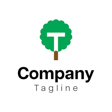 단순한 나무와 T 로고 프리미엄 벡터