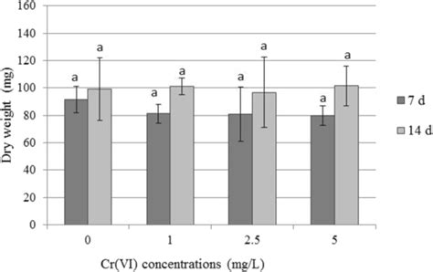 Effect Of Different Crvi Concentrations On The Dry Weight Mg Of L Download Scientific