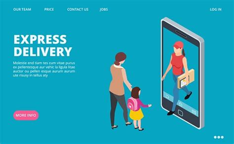 익스프레스 배송 등대 벡터 빠른 배달 방문 페이지 템플릿 택배 여자와 어린 소녀 3차원 형태에 대한 스톡 벡터 아트 및 기타 이미지 3차원 형태 개념 구매 Istock