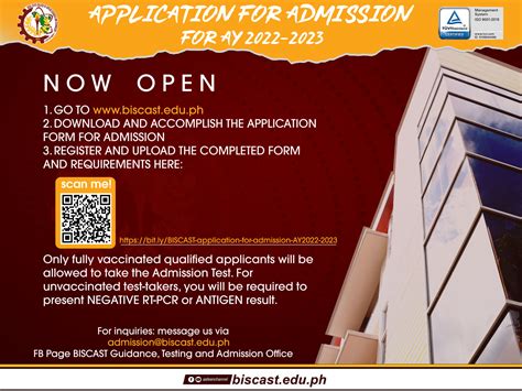 Fyi Application For Admission For The Biscast Collegian