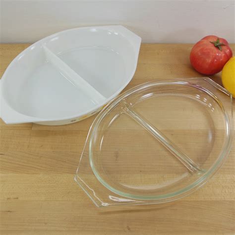 Pyrex Glass Usa Town And Country 15 Quart Divided Casserole Dish Olde
