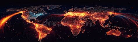 World Speed Visualization Highlighting Global Connections And Vibrant Activity Patterns Stock