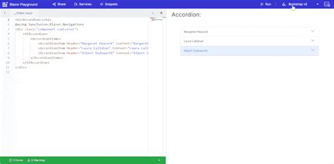 exploring themes and code editor in blazor playground syncfusion