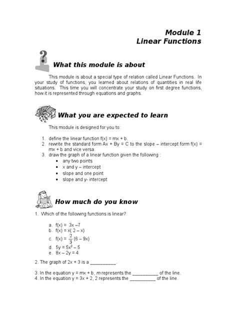 Module 1 Linear Functions Pdf Line Geometry Algebra